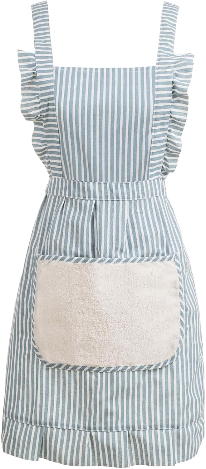Cute Cotton Apron for Women, Adjustable Bib Cooking Kitchen Aprons with ...