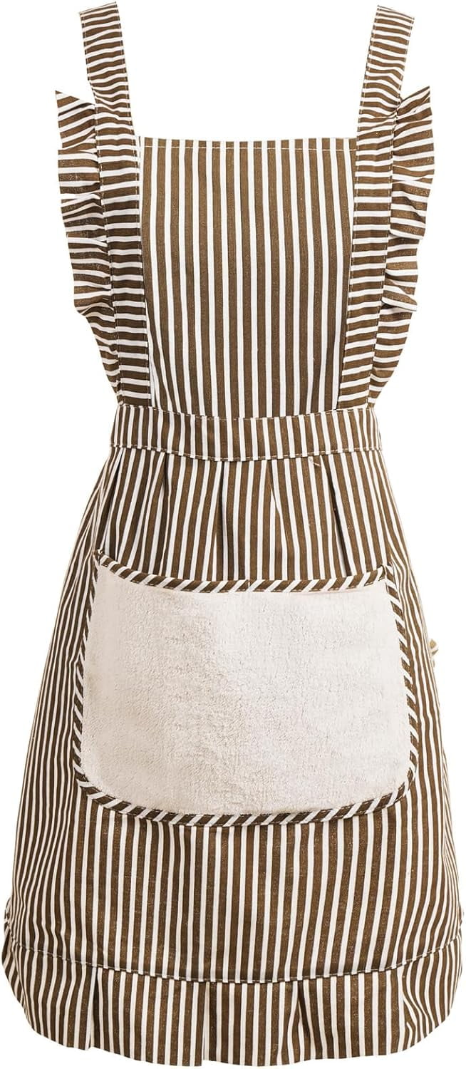 Cute Cotton Apron for Women, Adjustable Bib Cooking Kitchen Aprons with ...