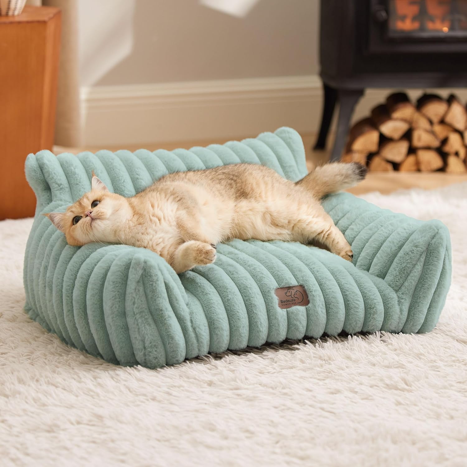 Cute Couch for Pets - Fluffy Pet Sofa with Premium Soft Corduroy Fleece ...