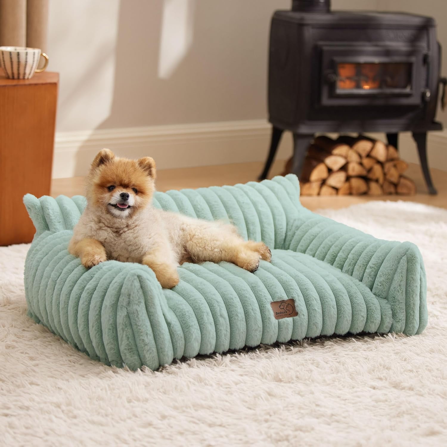Cute Couch for Pets - Fluffy Pet Sofa with Premium Soft Corduroy Fleece ...