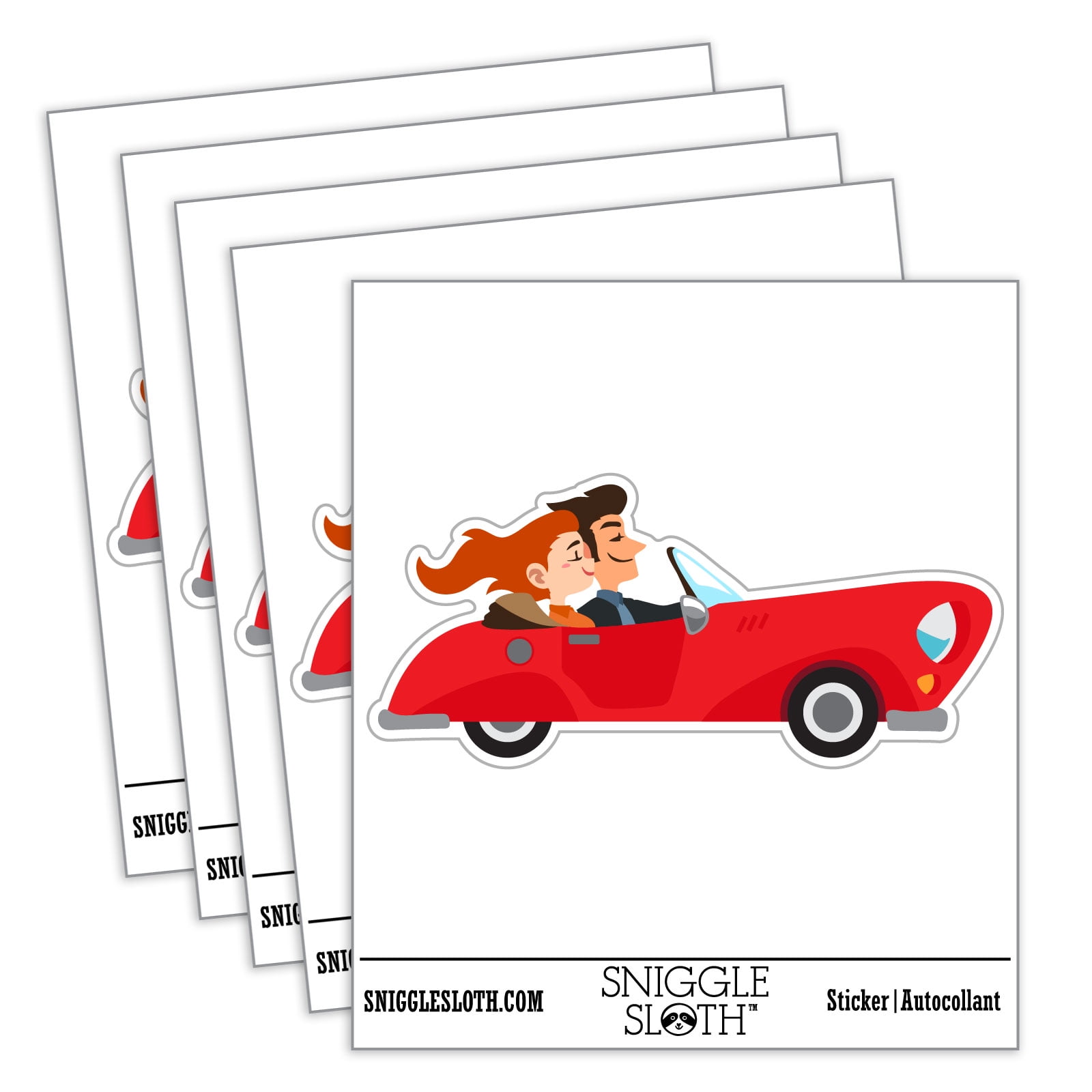Cute Couple Driving Fancy Sports Car Trip Car Window Bumper Water ...