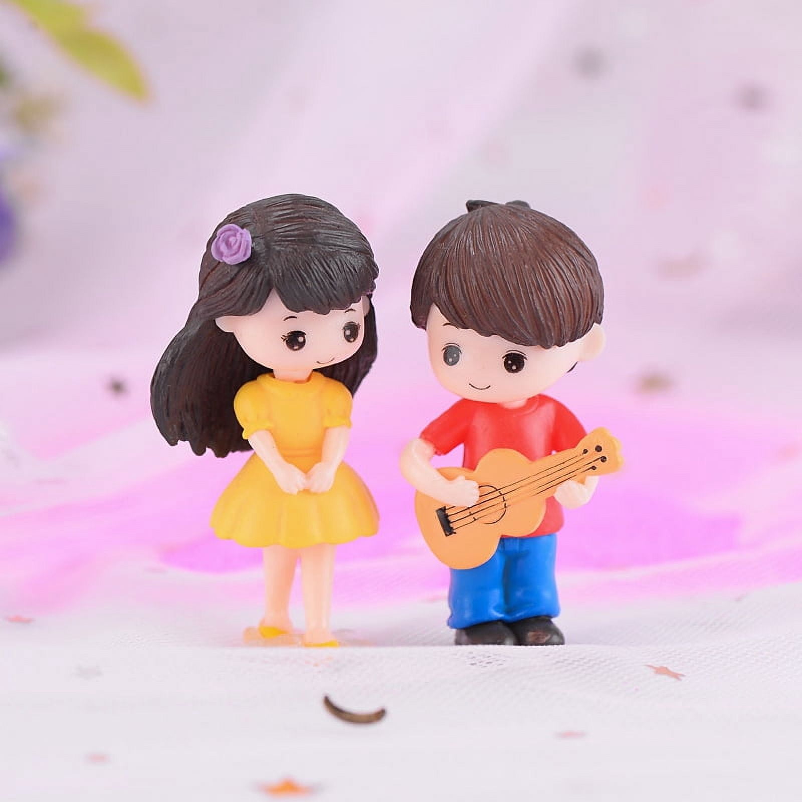 Cute Couple Figurines Set: Garden Home Decoration Miniature Craft ...
