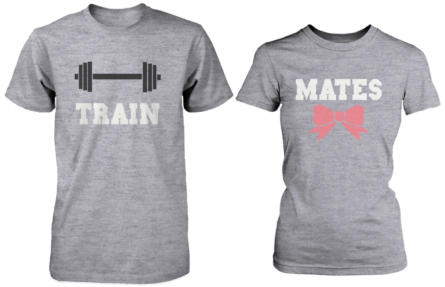 Cute Couple Workout T-Shirts - Train Mates Matching Grey Shirts for ...