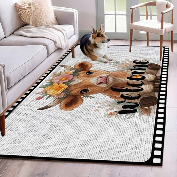Cute Cow 3'x5' Rug for Bedroom Foot of Bed Small Living Room, Welcome ...
