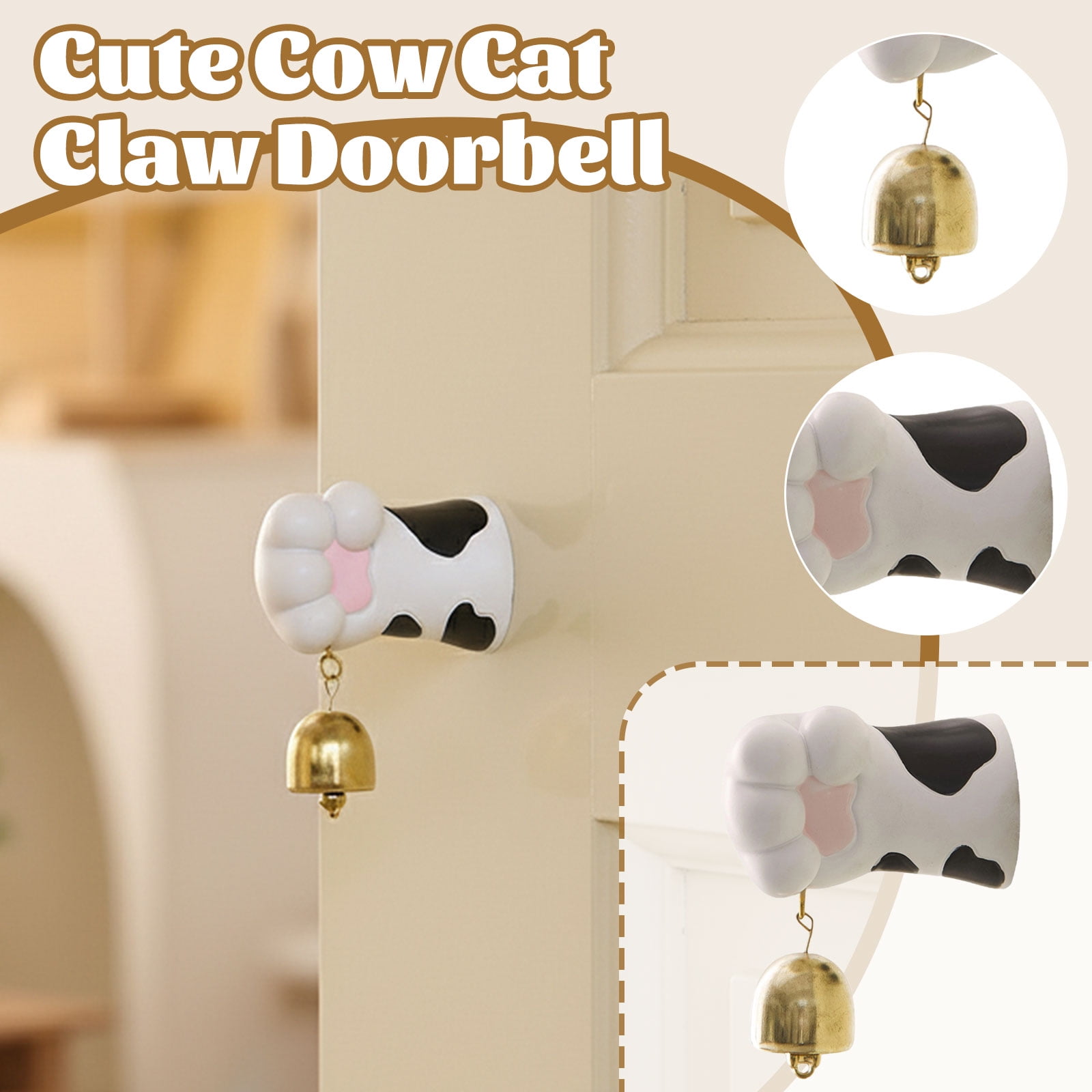 Cute Cow Bell with Push Button Chime, 3.5" Creative Animal Door Decor ...
