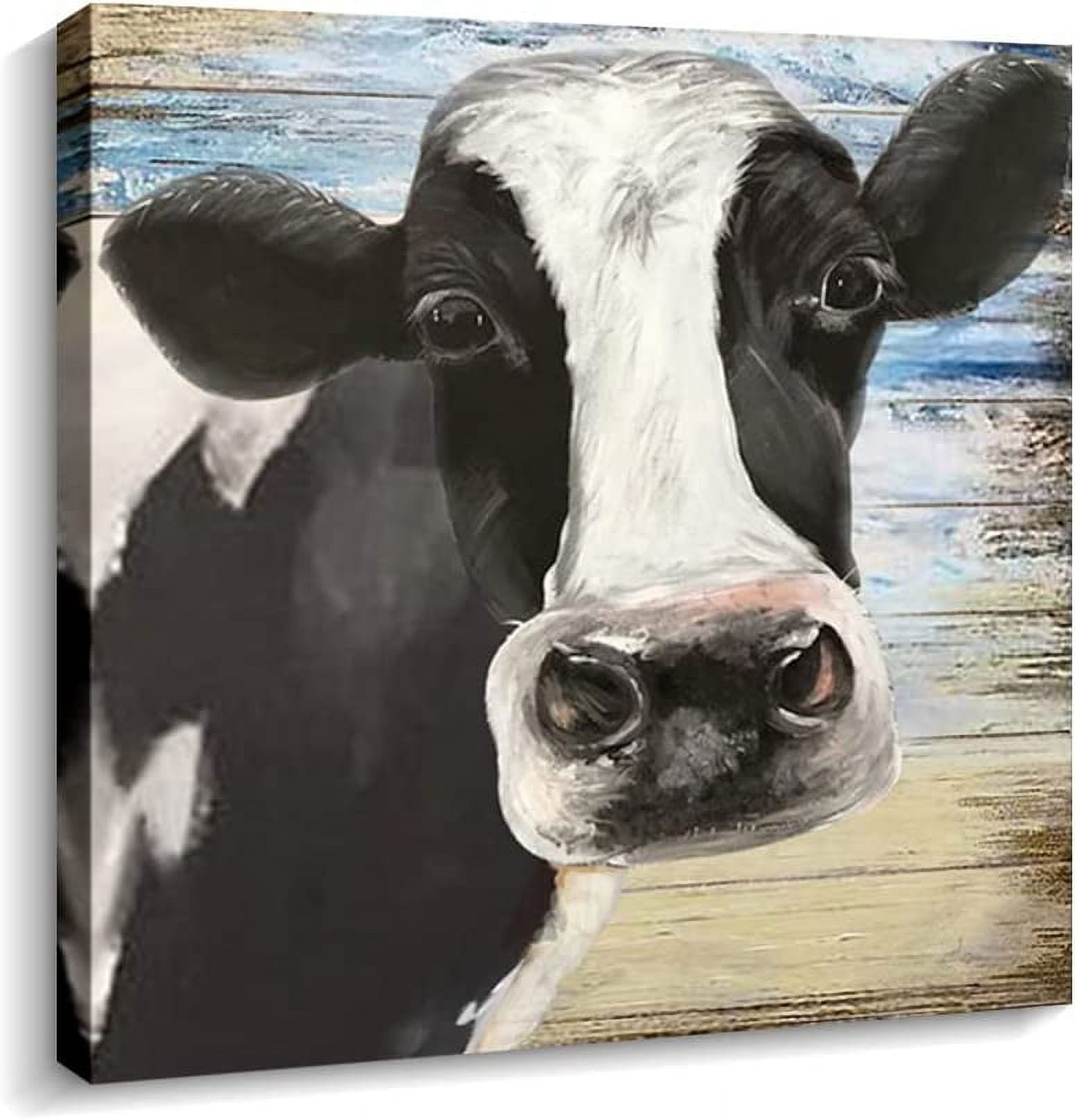 Cute Cow Canvas Wall Art for Kitchen Rustic Farmhouse Black and White ...