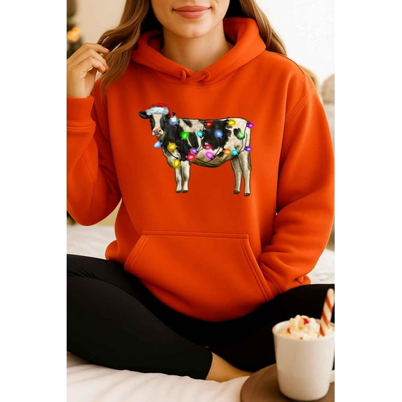 Cute Cow Christmas Holiday Farm Animal Festive Graphic Unisex Hoodie up to 5XL - Walmart.com