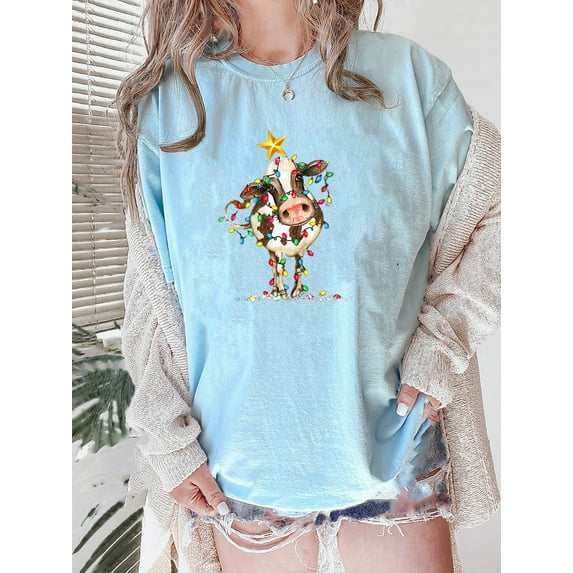 Cute Cow Christmas Shirt - Walmart.com