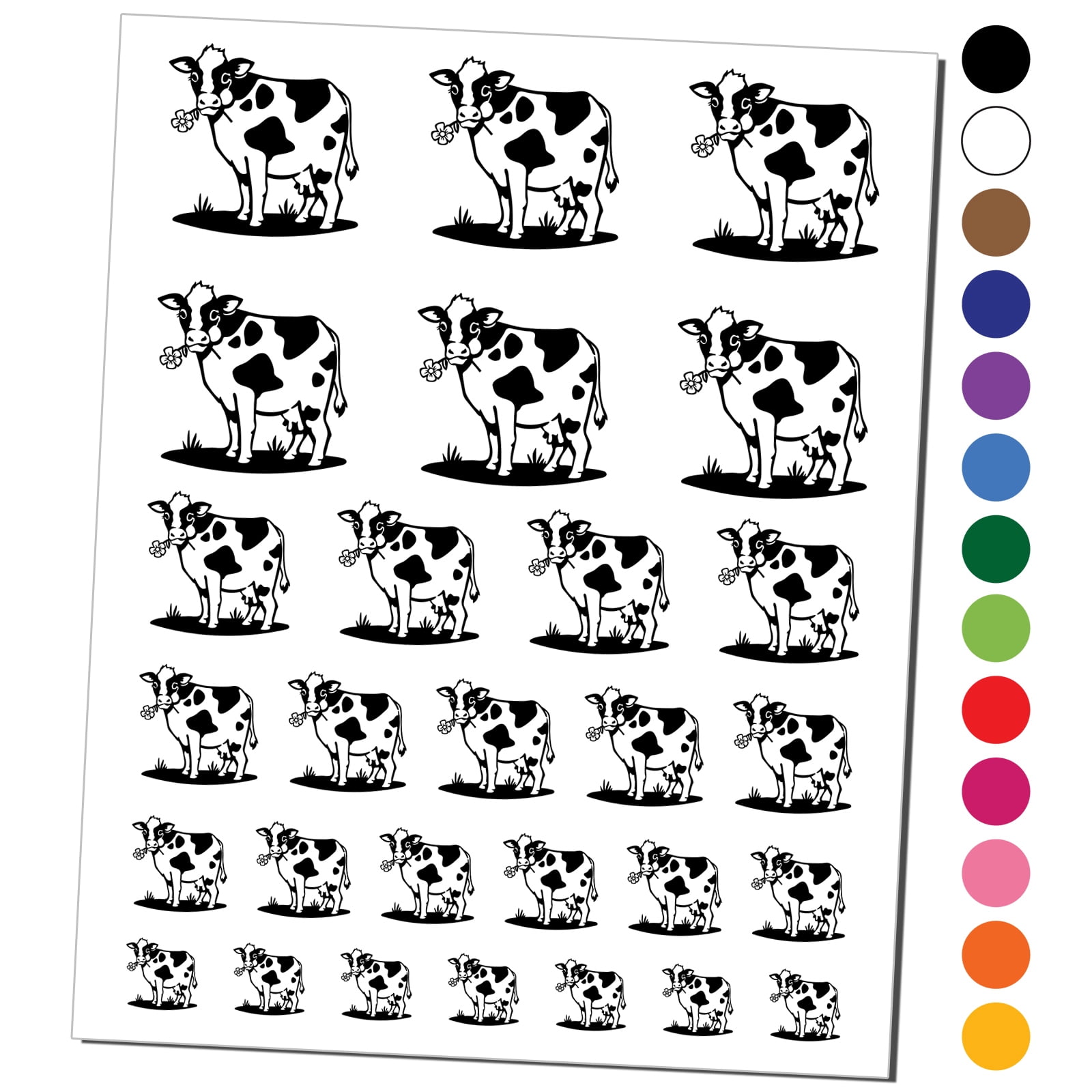 Cute Cow Eating Flower Water Resistant Temporary Tattoo Set Fake Body ...