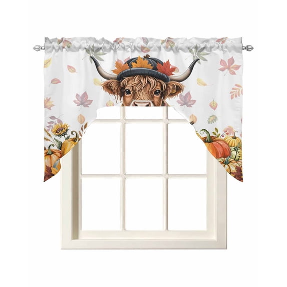 Cute Cow Fall Swag Valances for Windows, Small Curtains Drapes ...