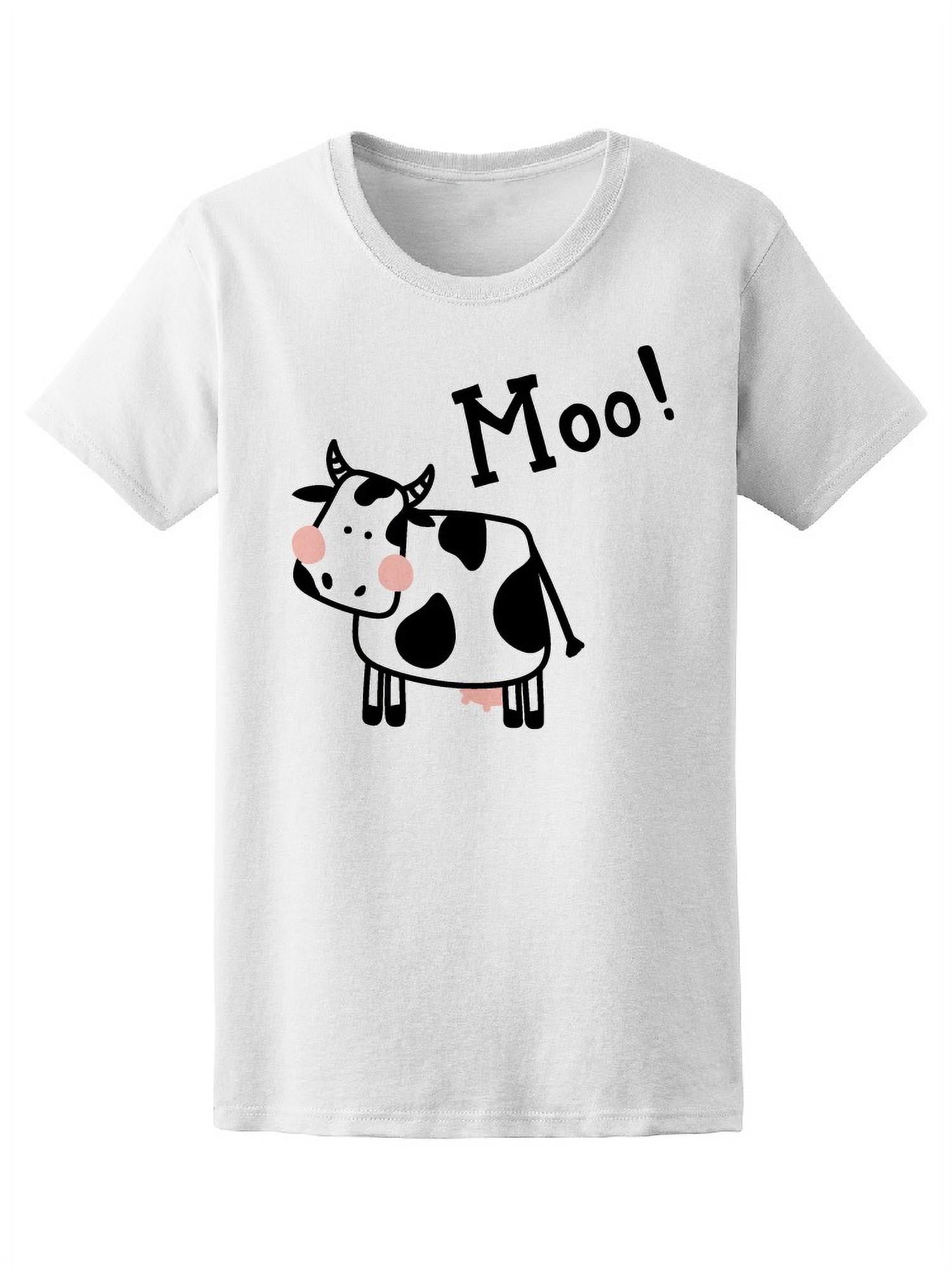 Cute Cow Lettering Moo T-Shirt Women -Image by Shutterstock, Female x ...