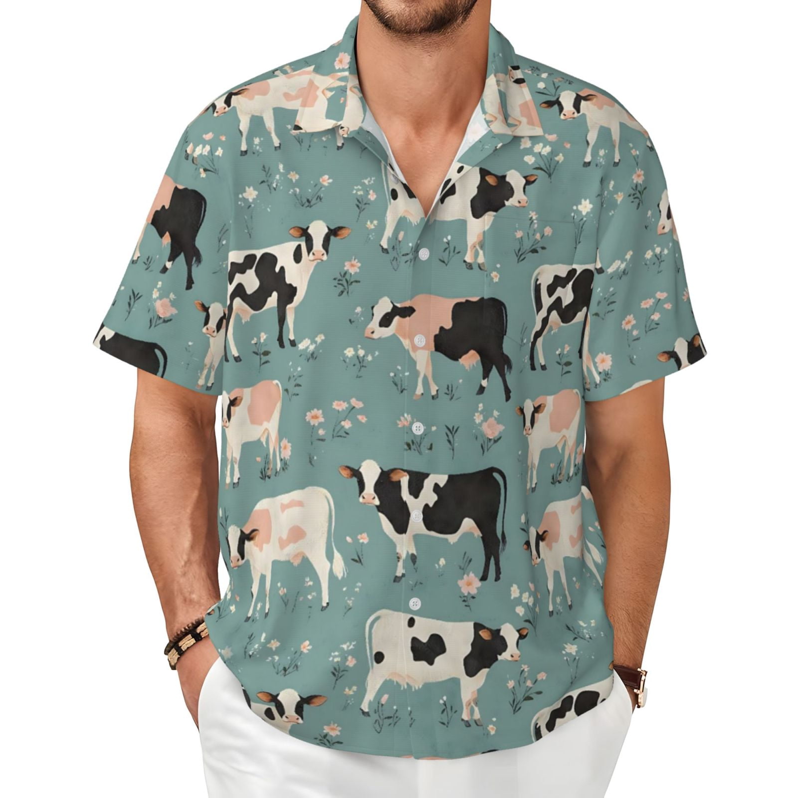 Cute Cow Men'S Short-Sleeved Shirts with All-Over Prints for Indoor and ...