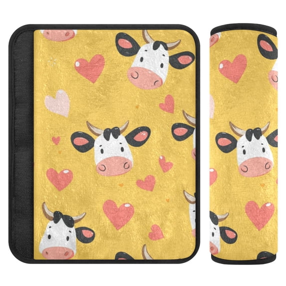 Cute Cow Pattern Car Seat Belt Covers 2 Pack Soft Flannel Padded ...