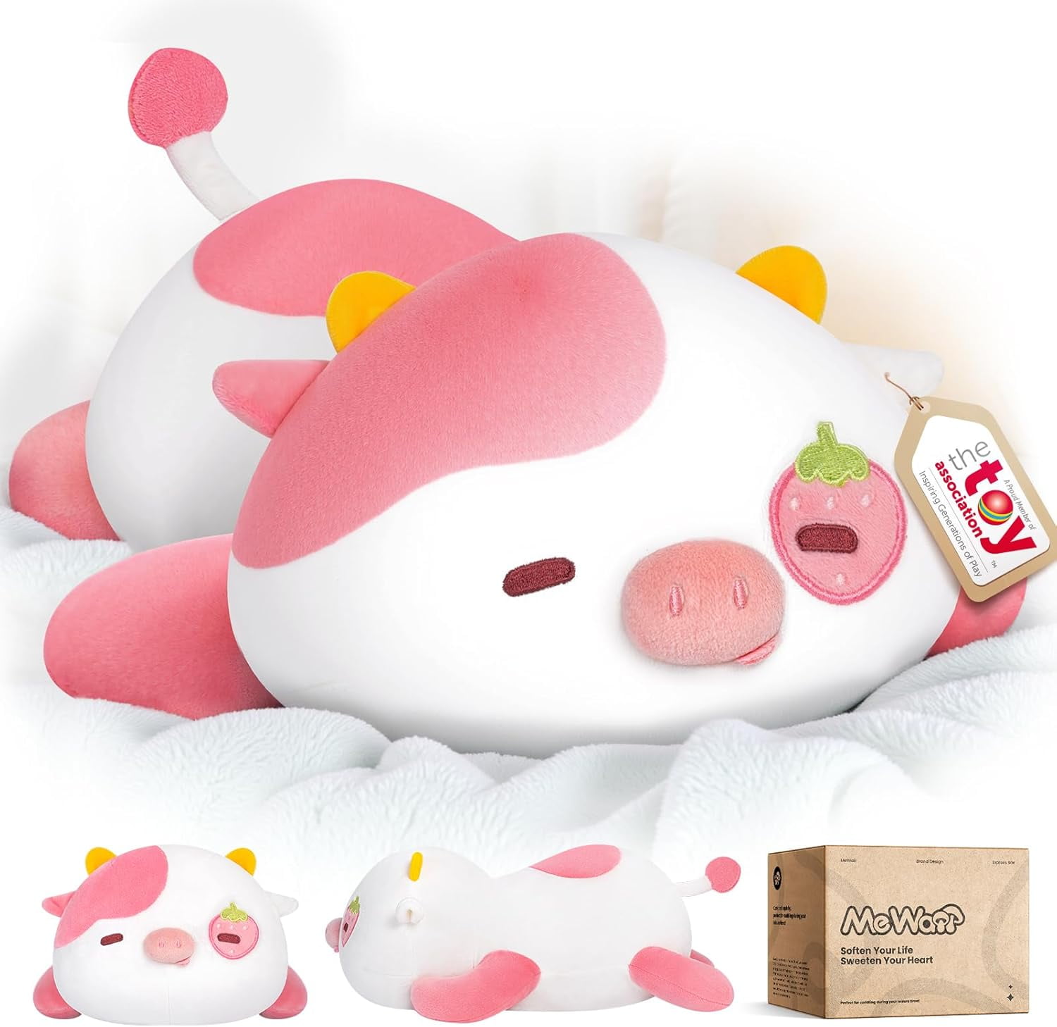 Cute Cow Plush Pillow, Kawaii Plushies Strawberry Cow Stuffed Toys ...