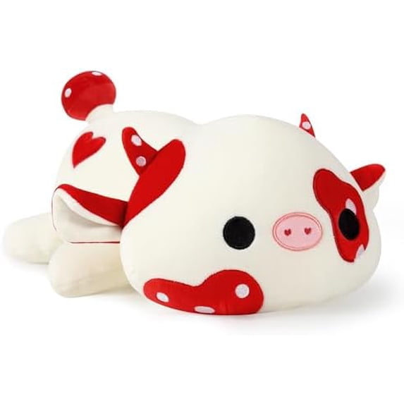 Cute Cow Plushie, Soft Stuffed Mushroom Love Cow Plush Animal Toy ...