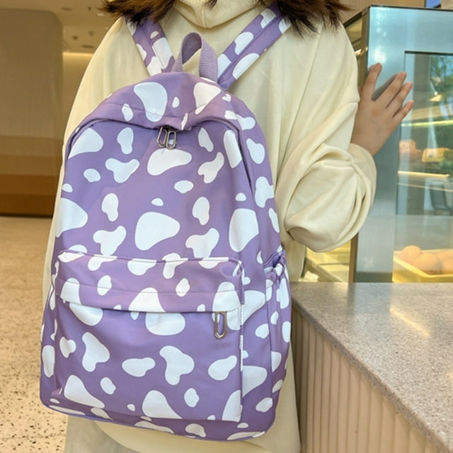 Cute Cow Print Backpack Fashionable And Versatile Large Capacity ...