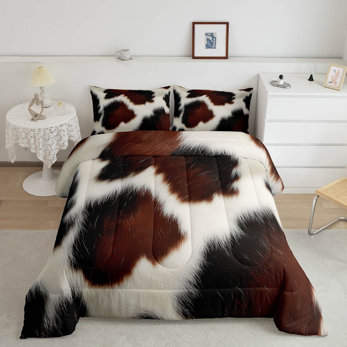 Cute Cow Print Bedding Set for Kids Teens Adults,Farmhouse Cowhide ...