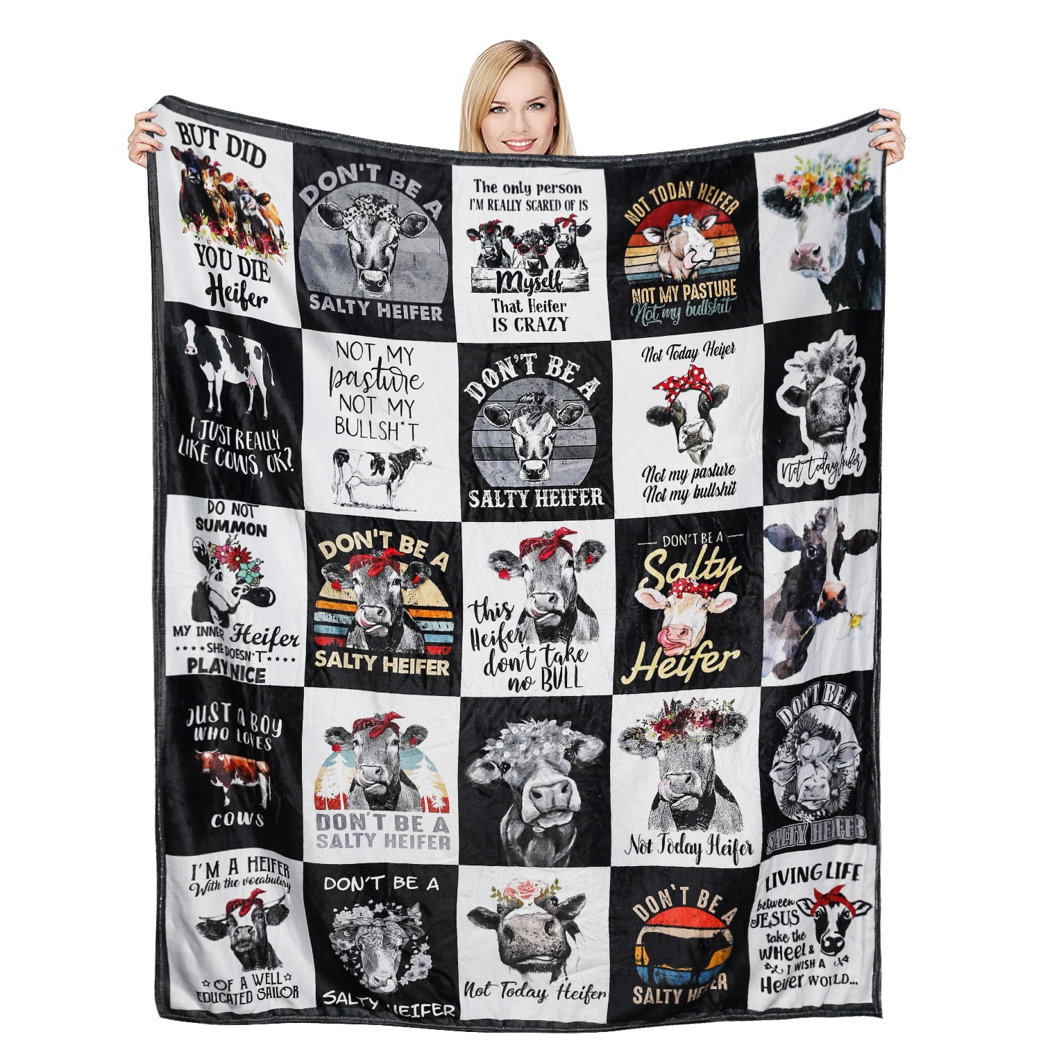 Cute Cow Print Blanket Warm Super Soft Micro Flannel Blanket for Bed ...