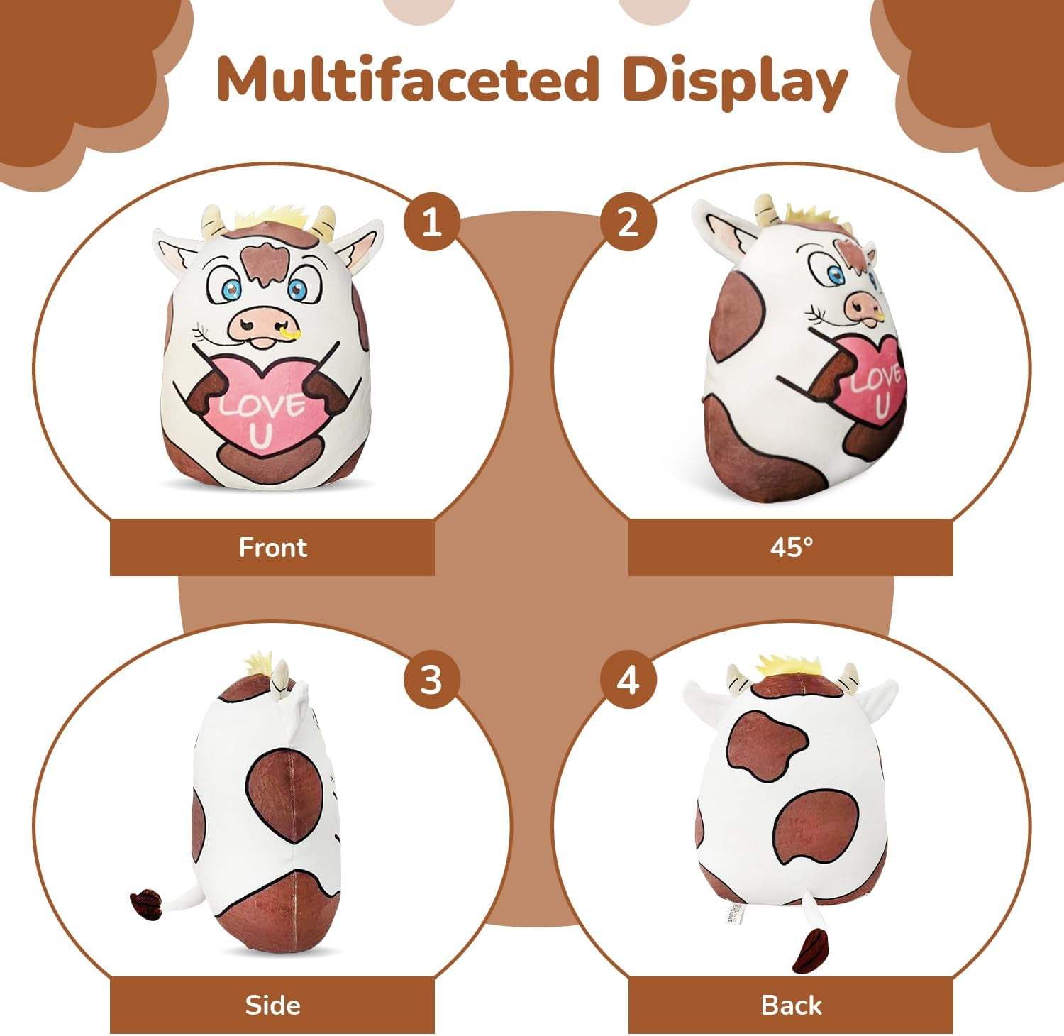 Cute Cow Stuffed Animal, Plush Cow Pillow Pet | Kids Travel Pillow ...