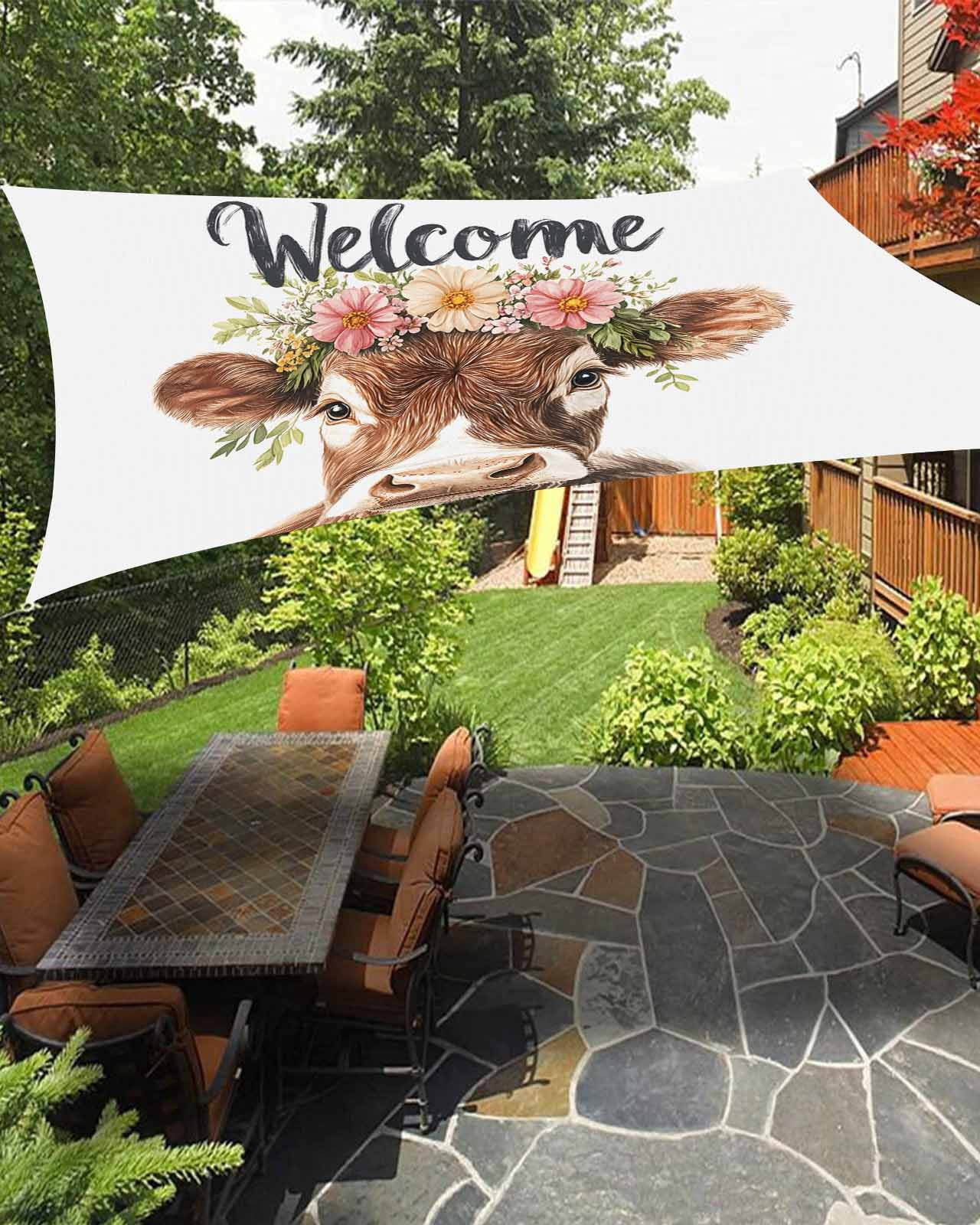 Cute Cow Sun Shade Sail 8'X10' Welcome UV Block Outdoor Sail Shades ...