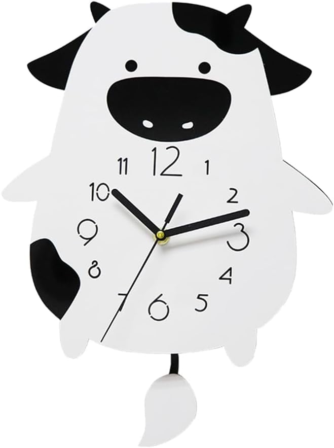 Cute Cow Wall Clock Animal Acrylic Wall Clock Silent Battery Operated ...