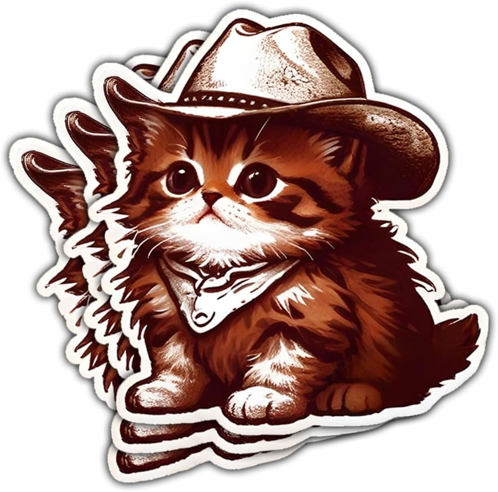 Cute Cowboy Cat Stickers, Cat Car Sticker, Western Stickers for Water ...