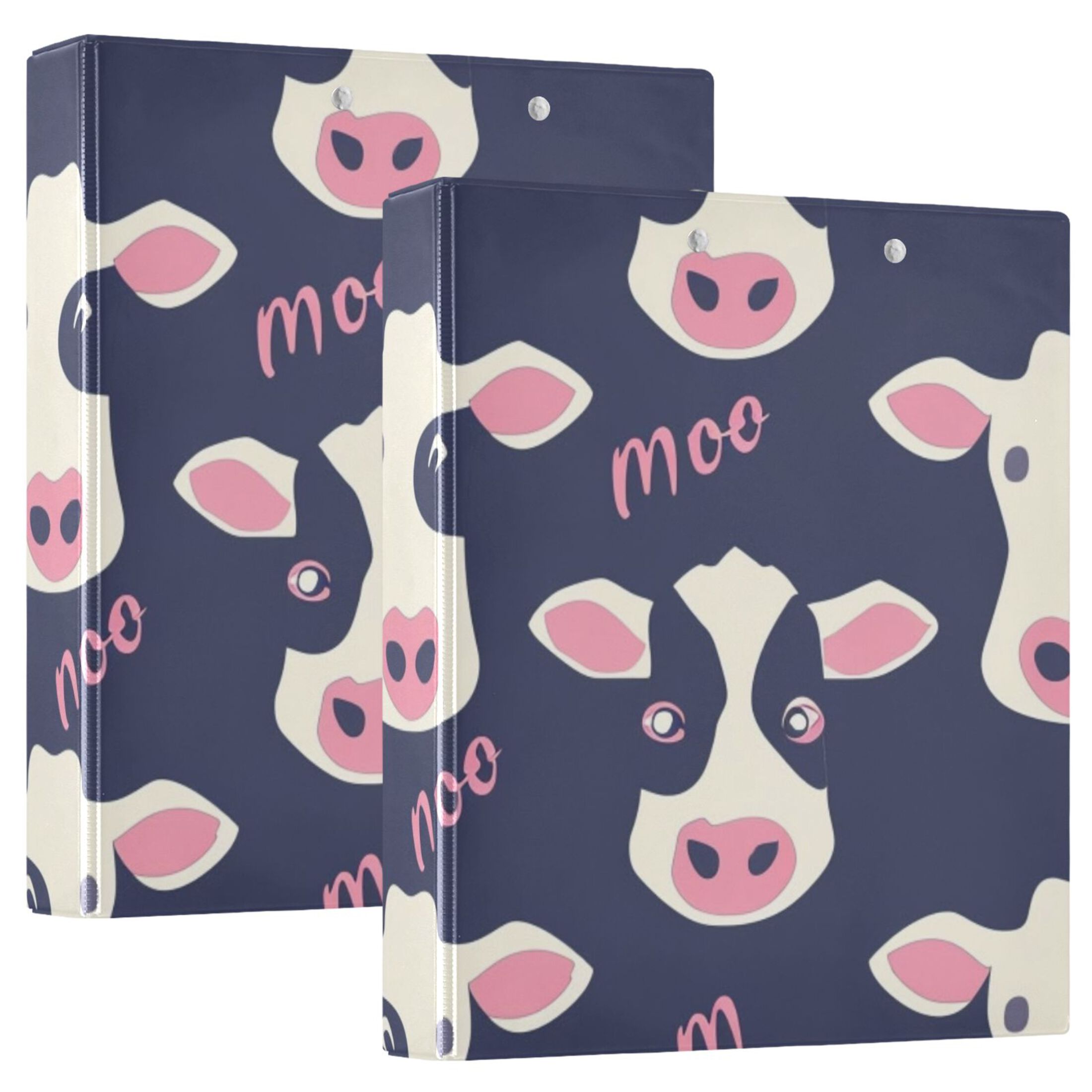 Cute Cows Face 3 Ring Hardcover Binders 1.5" Round Rings for Letter ...