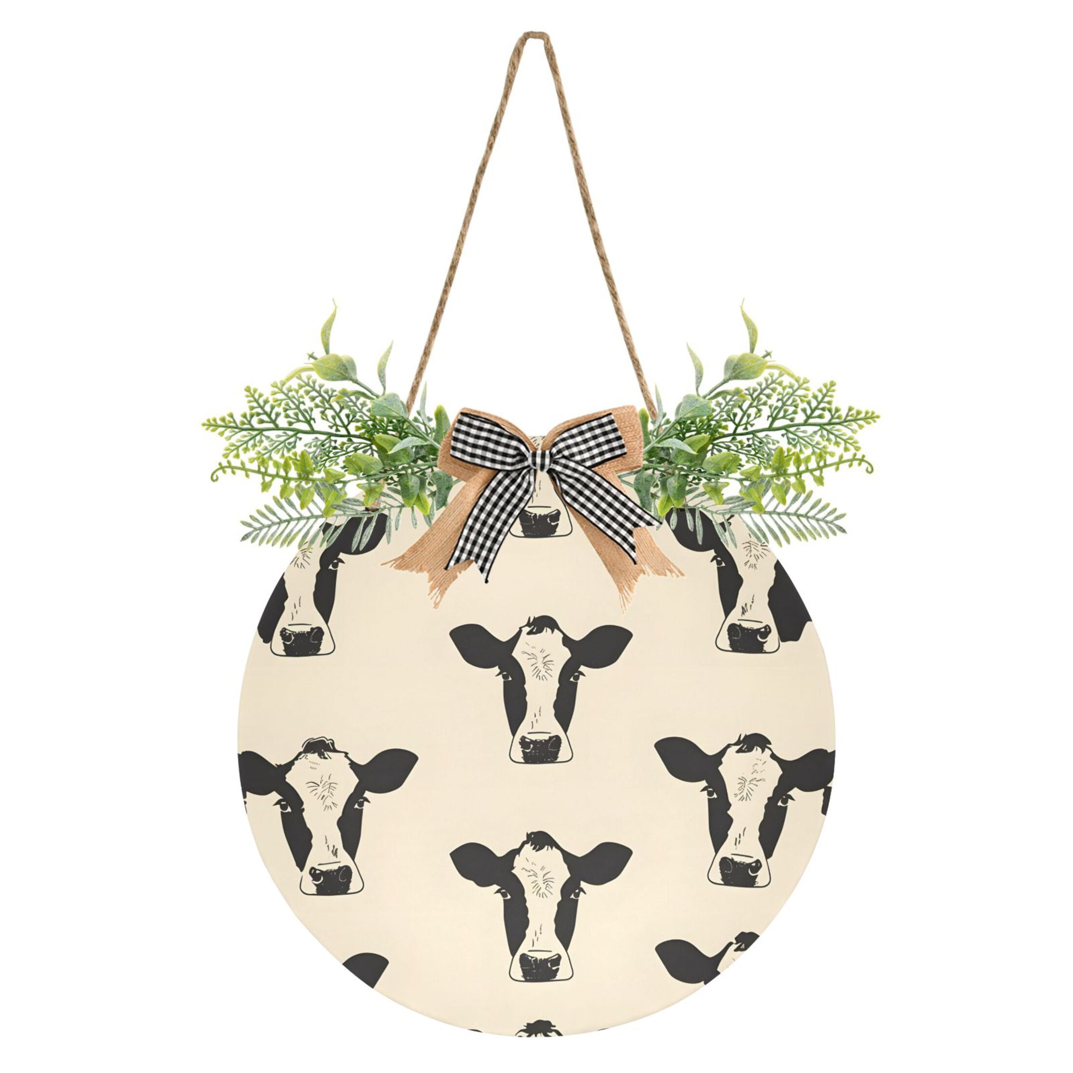 Cute Cows Head Welcome Front Door Sign Round 12 inch Porch Hanging Sign ...