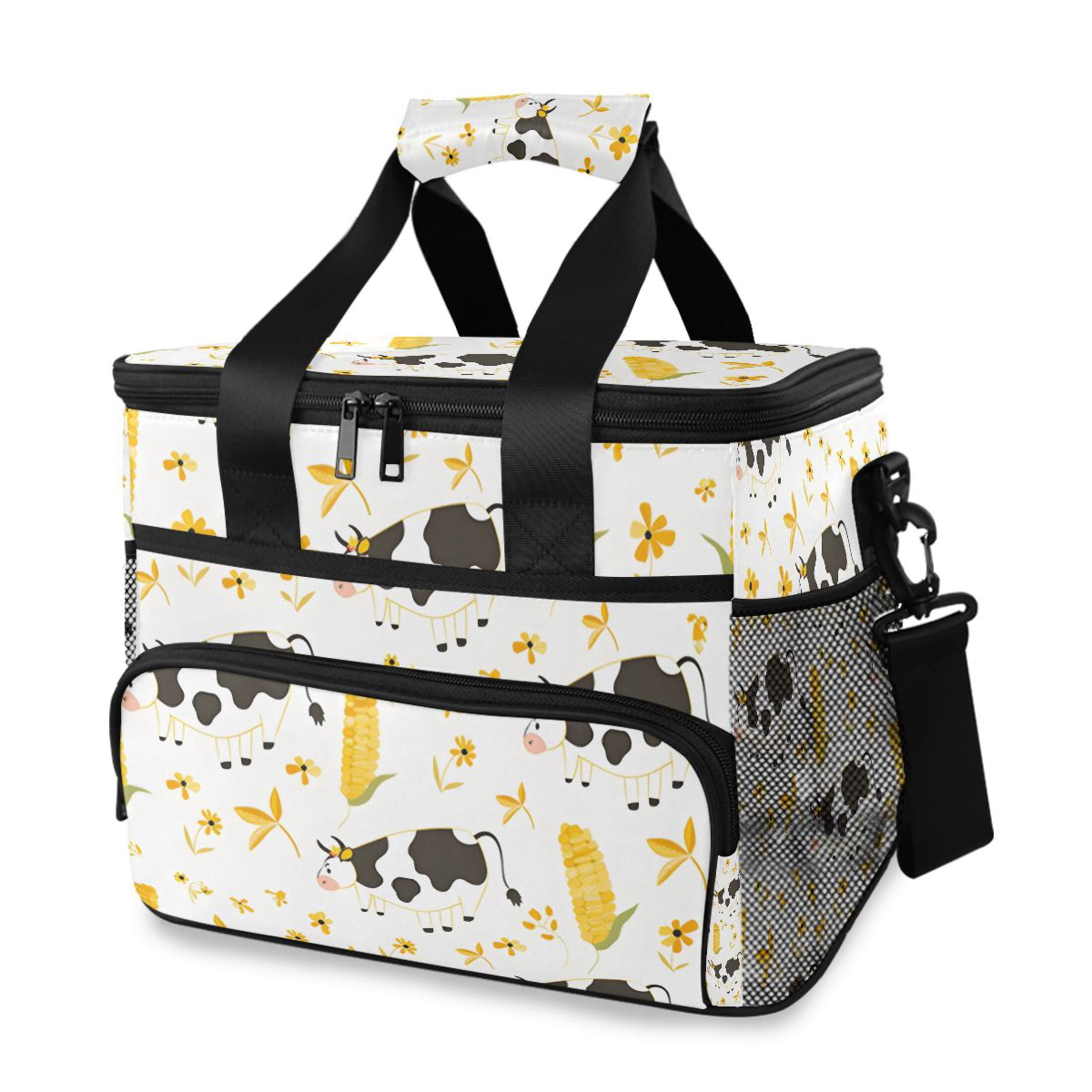 Cute Cows Maizes Flowers Leaves Portable Cooler Lunch Box Reusable ...