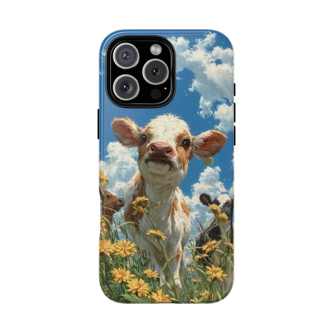 Cute Cows Pasture Calves Flower Field Phone Case for iPhone 11 12 13 14 ...