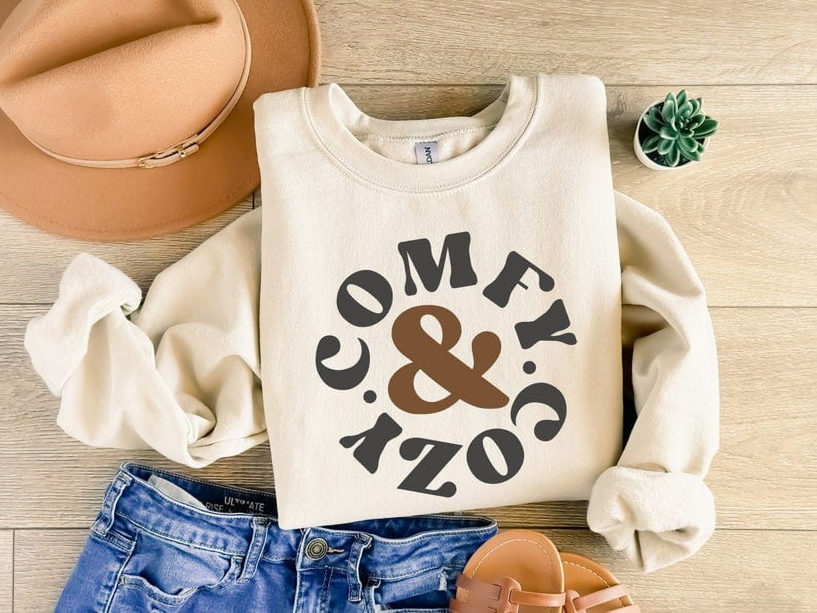 Cute Cozy And Comfy Women Crewneck Sweatshirt, Cozy And Comfy Women ...