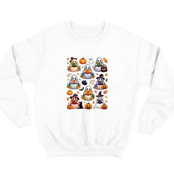 Cute Cozy Fall Reading Ghost Book Lover Pattern Graphic Themed Top ...