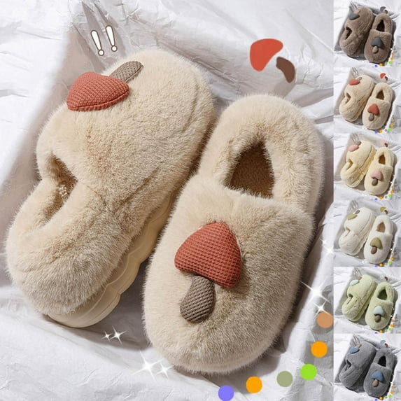 Cute Cozy Fuzzy Slippers For Women Winter Warm Plush Comfy Indoor ...