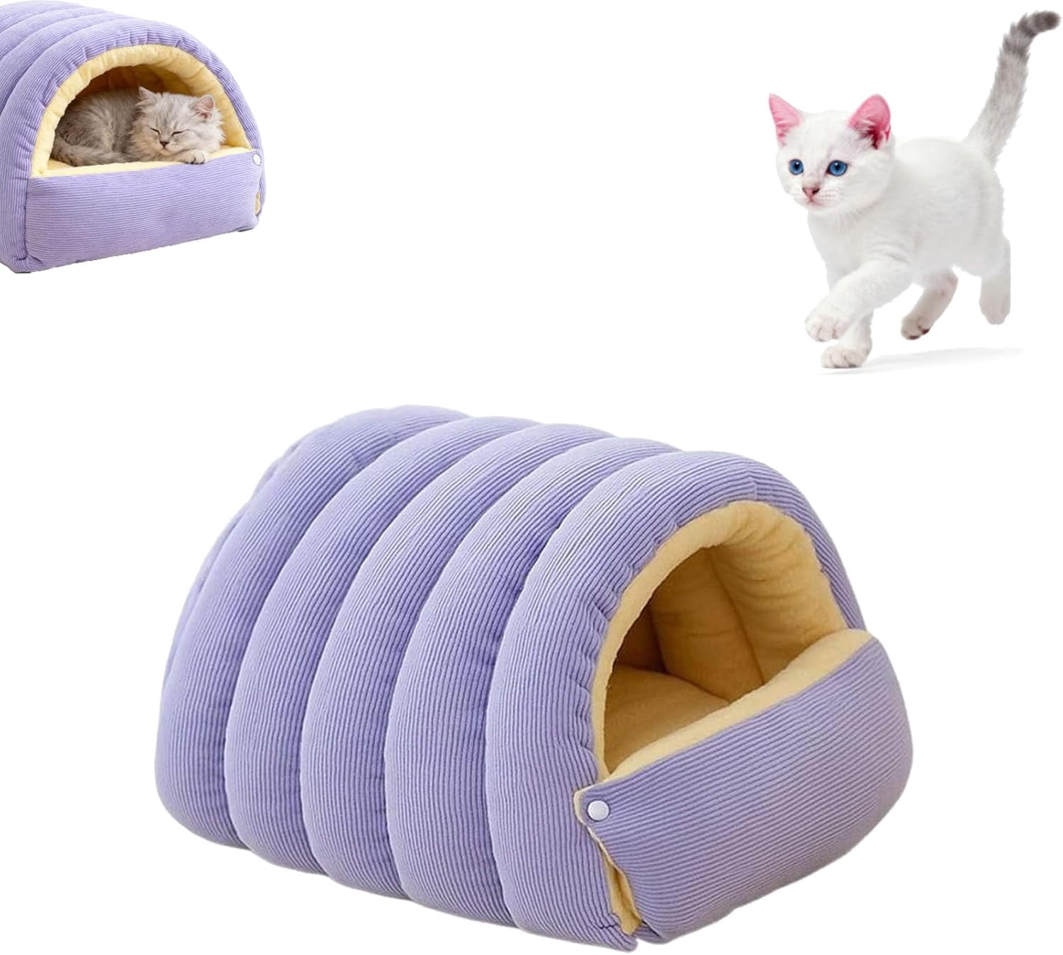 Cute Cozy Safe Hideaway Cat Bed, Removable and Washable Winter Closed ...