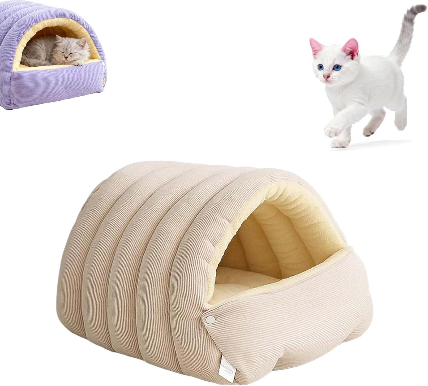 Cute Cozy Safe Hideaway Cat Bed, Removable and Washable Winter Closed ...