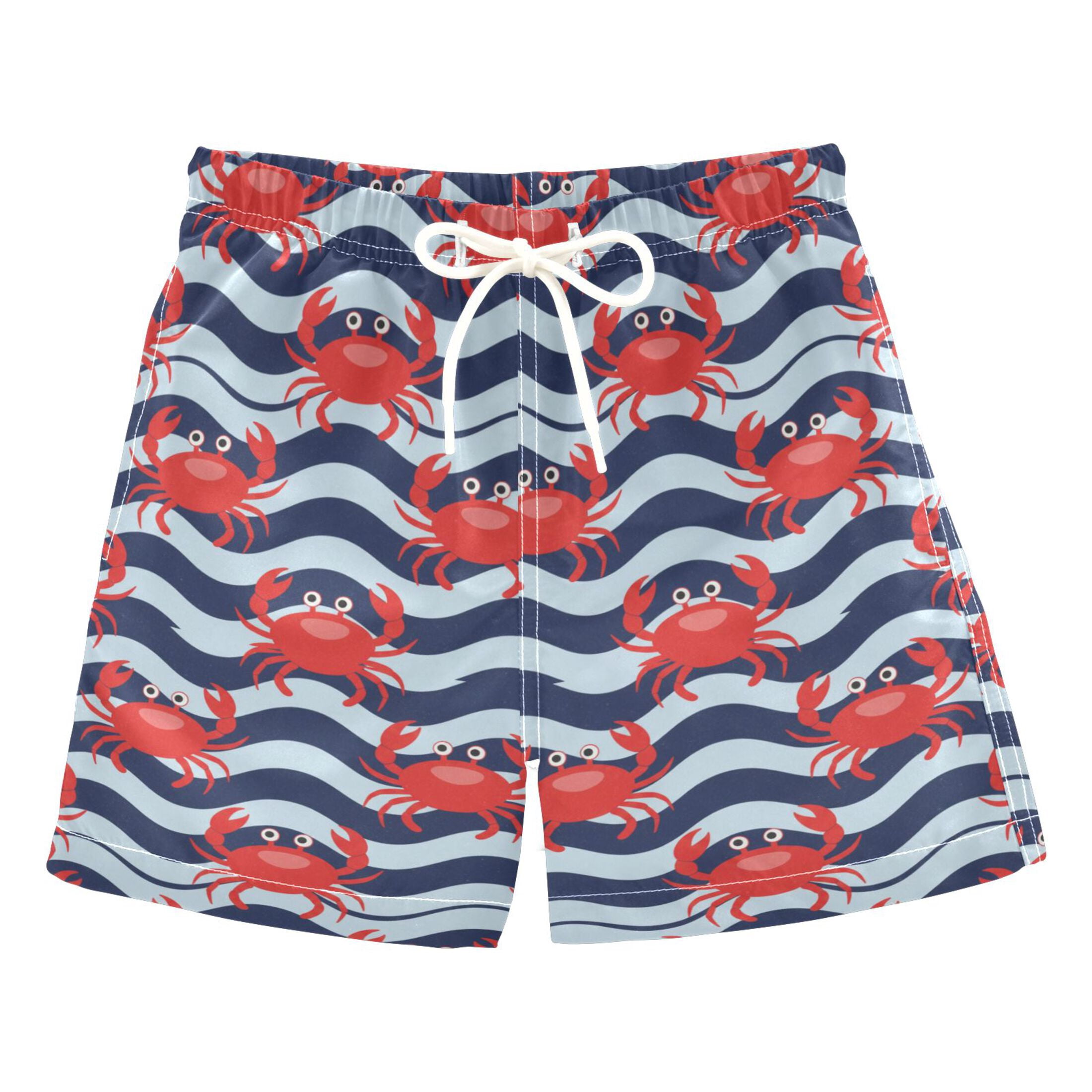 Cute Crabs Wave Swim Trunks Quick Dry Beach Pool Board Shorts ...