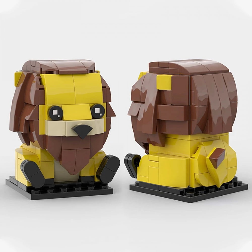 Cute Creative Desktop Decor Forest Animal Lion Building Blocks Bricks Toys Model MOC Bricks Head ...