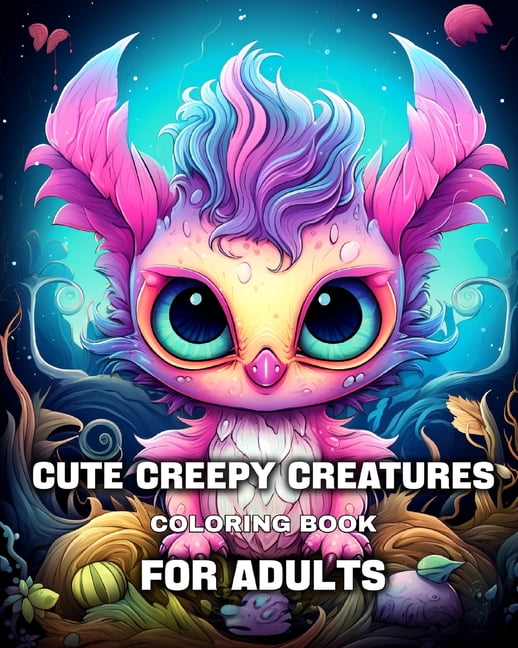 Cute Creepy Creatures Coloring Book For Adults: Mindfulness Colouring ...