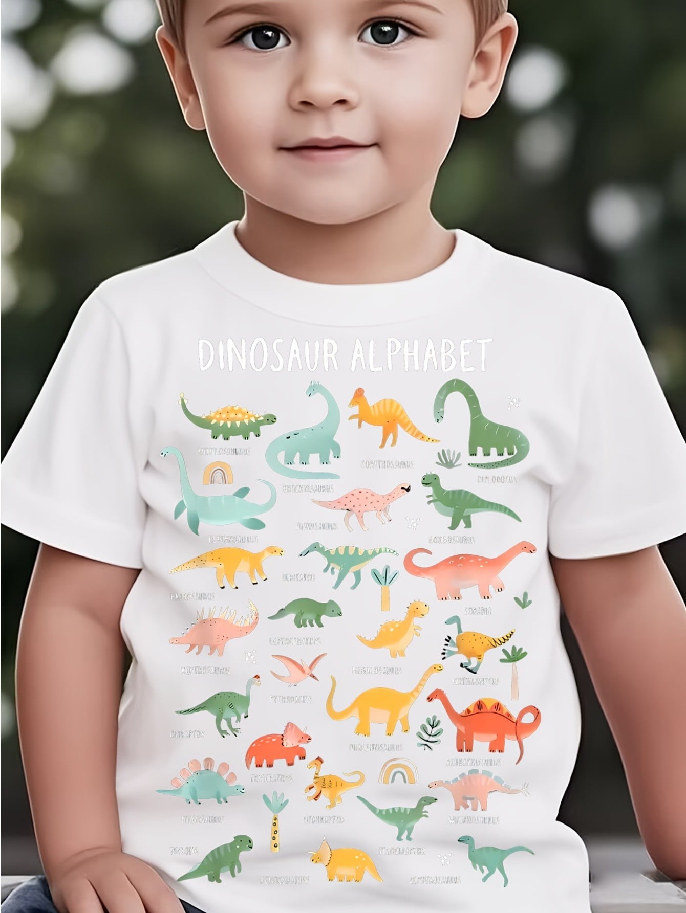 Cute Crew Neck Short Sleeve T-Shirt Tops, Slight Stretch, Summer New ...