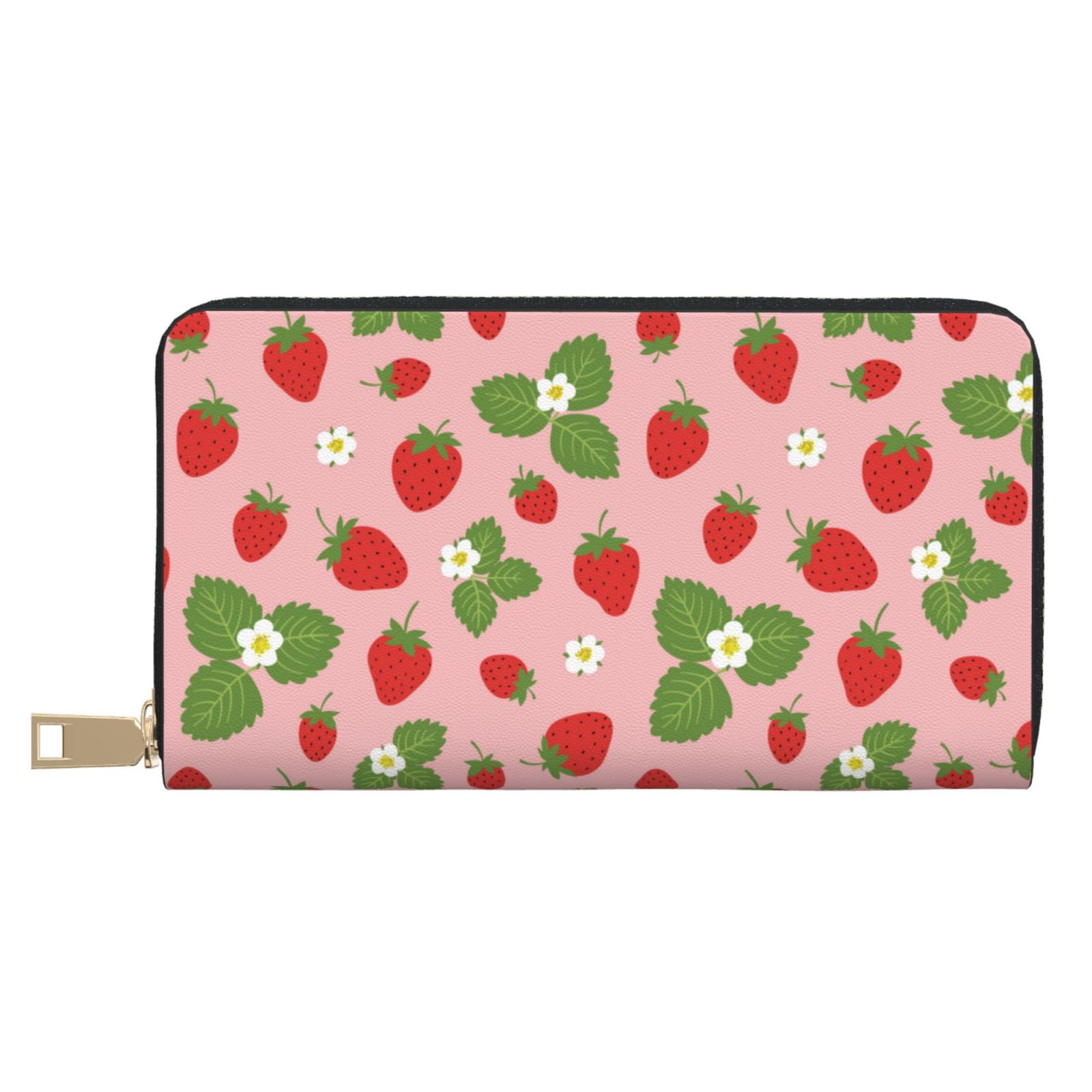 Cute Crisp Strawberry Flower Wallet Women, Leather Bifold Multi Card ...