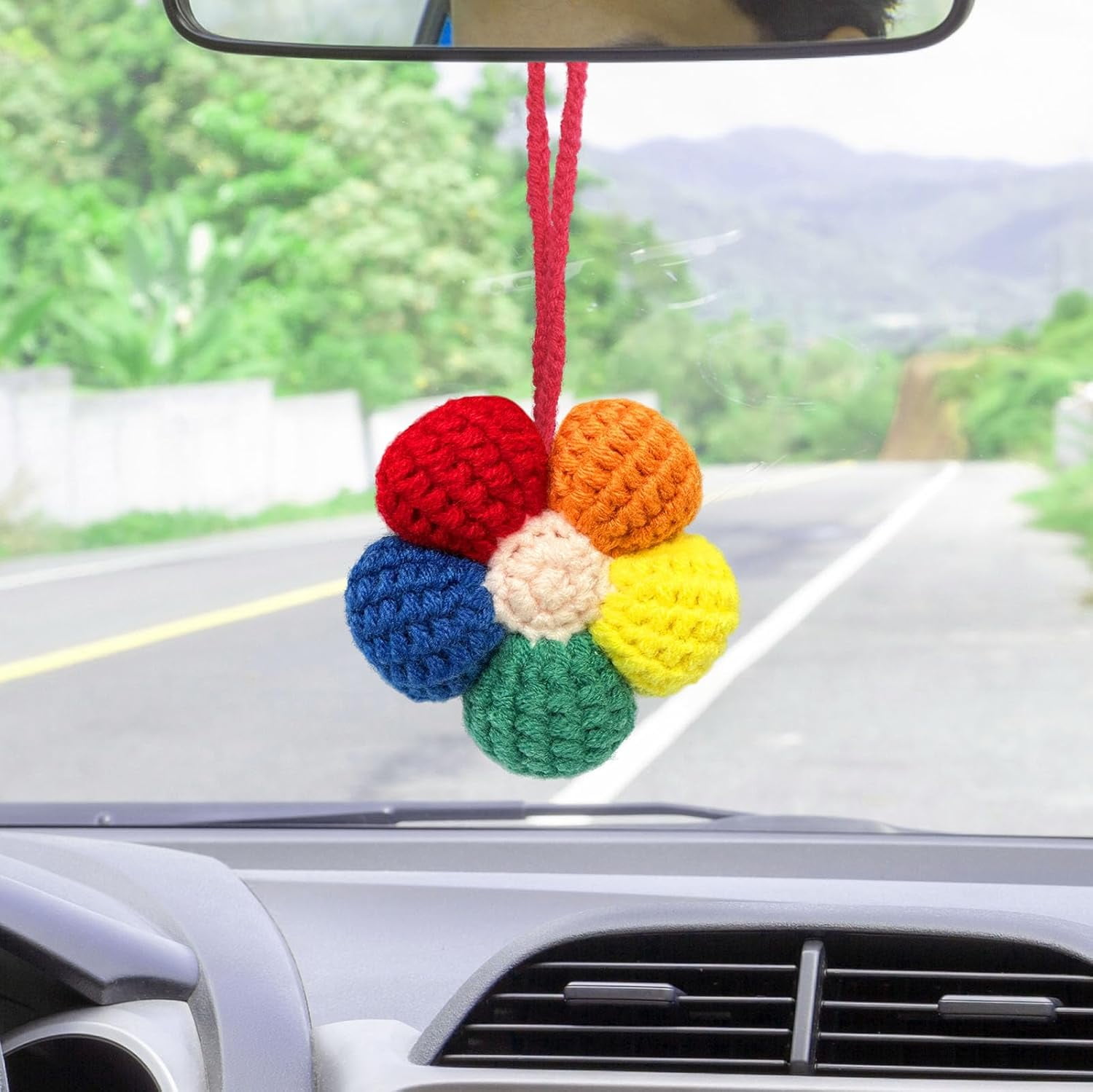 Cute Crochet Colorful Afghan Flower Ornaments, Beautiful Decorative ...