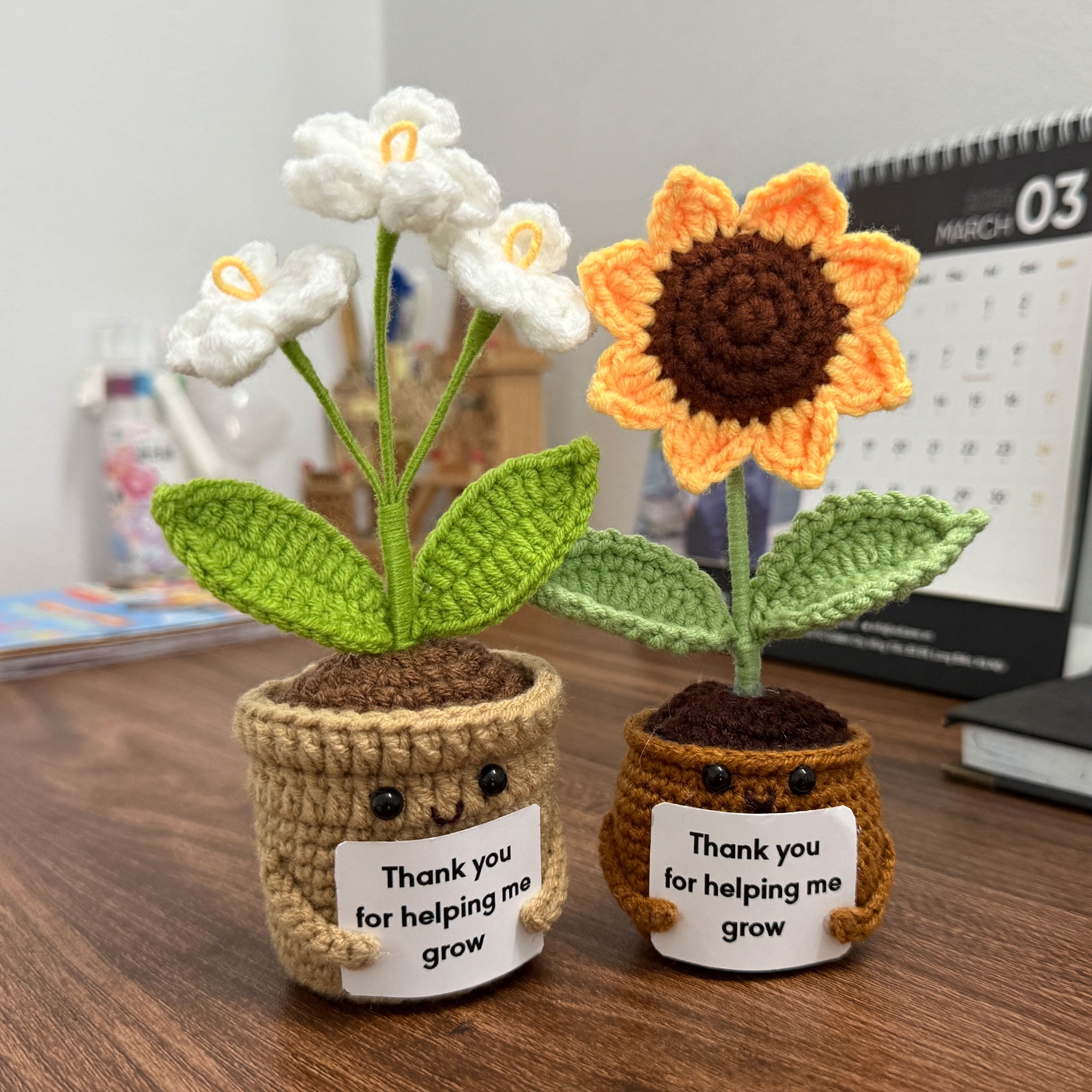 Cute Crochet Sunflower/Forget-me-not, Hand Knitted Flower, Thank you ...