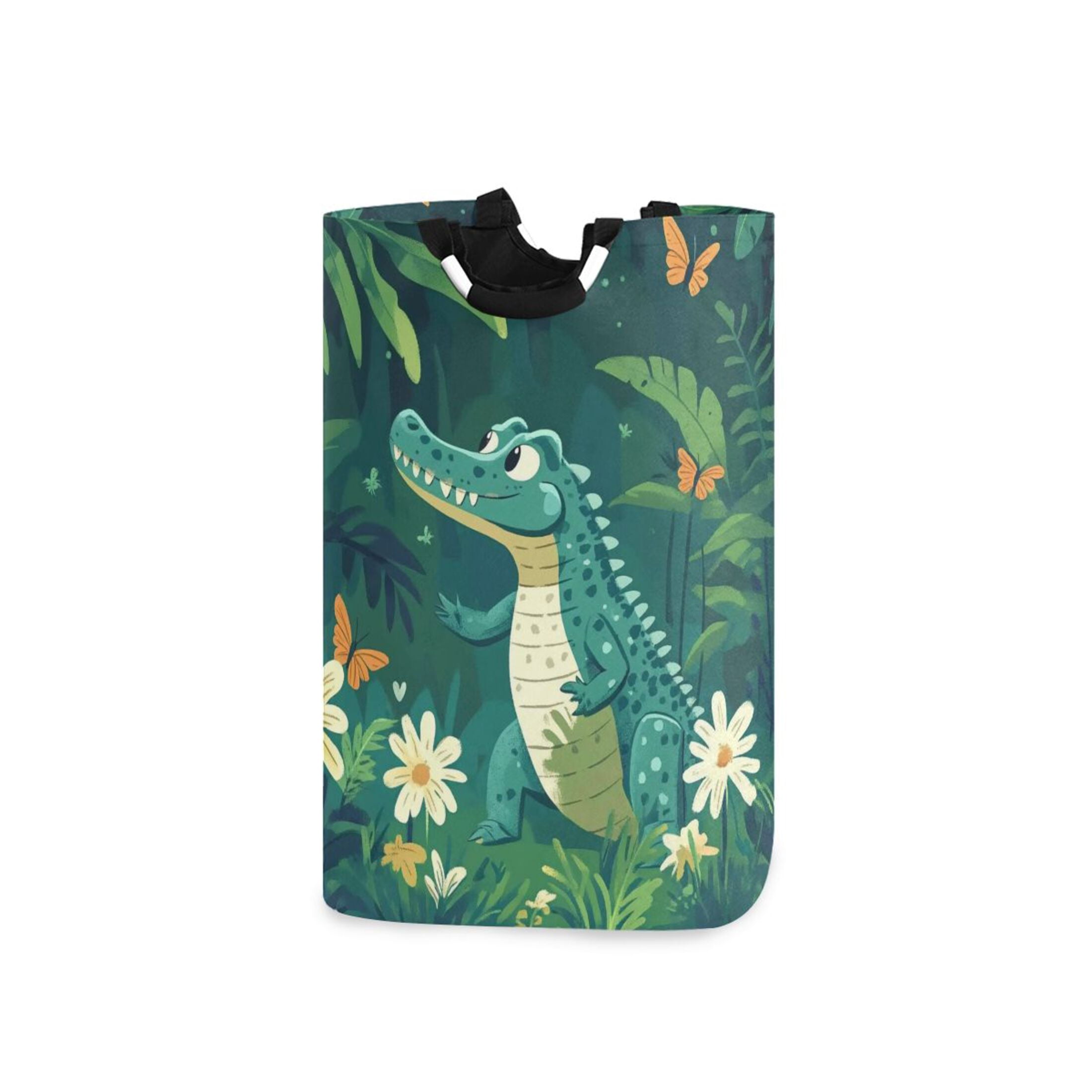 Cute Crocodile Laundry Basket with Handles 50L Collapsible Laundry ...