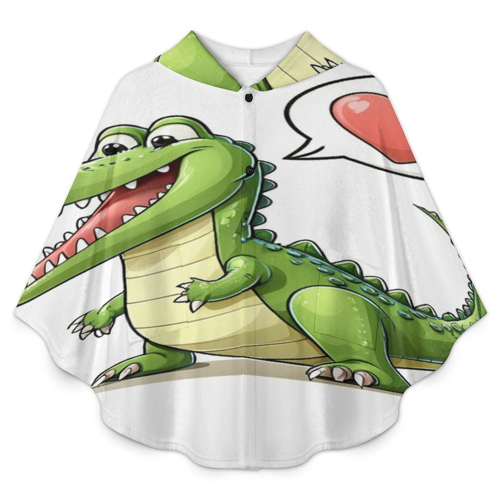 Cute Crocodile Love Heart Blanket Oversized Wearable Hooded Blanket ...