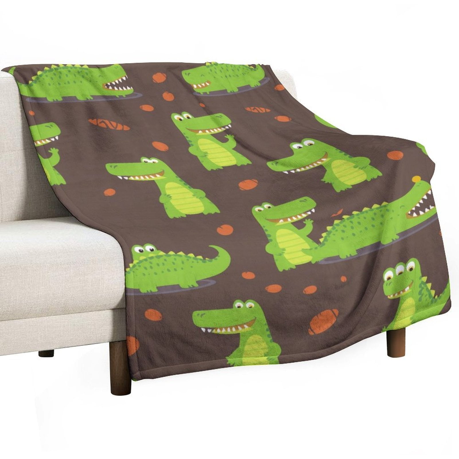 Cute Crocodile Pattern Soft Flannel Blanket for Beds Bedroom Sofa ...