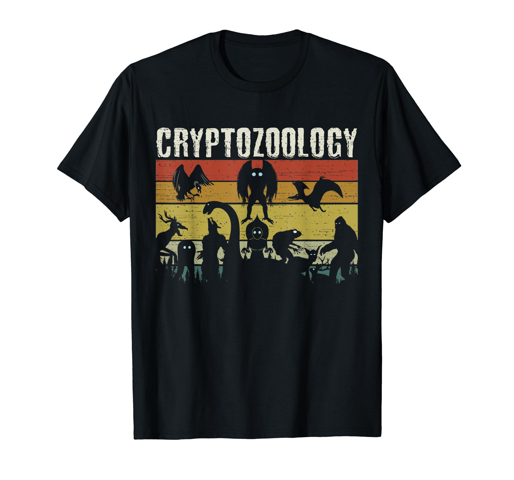 Cute Cryptid Monsters Bigfoot Mothman Dogman Cryptozoology Black T ...