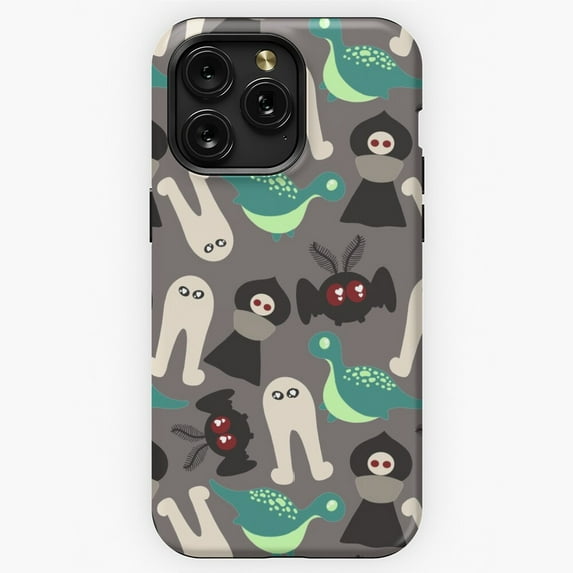 Cute Cryptids Grey Pattern Mythical Creature Art iPhone Case 17 11 12 ...