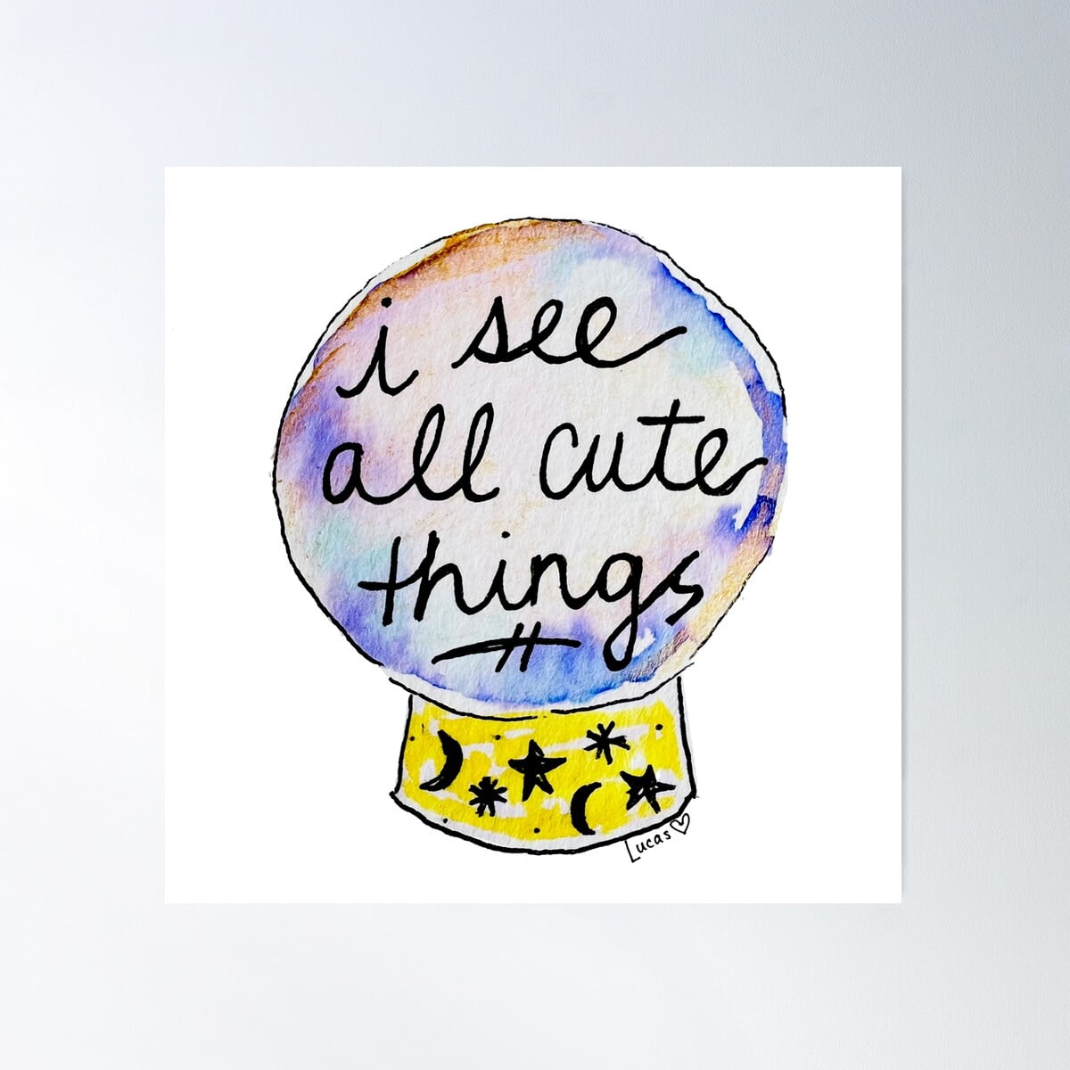 Cute Crystal Ball Poster Wall Art, Modern Wall Decor For Living Room ...