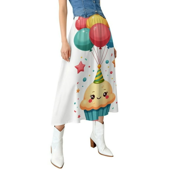 Cute Cupcake Birthday Celebration Joy! Women High Waist Midi Skirt ...