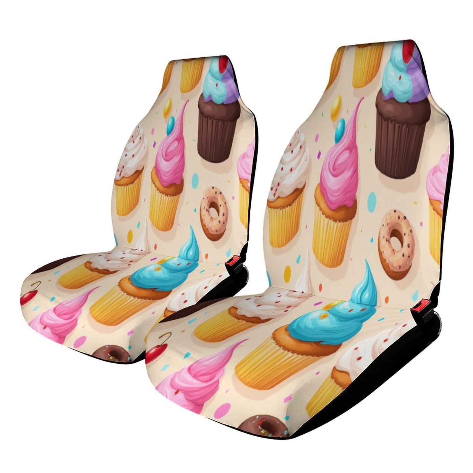 Cute Cupcake Pattern Design Car Seat Cover Set Auto Front Bucket ...